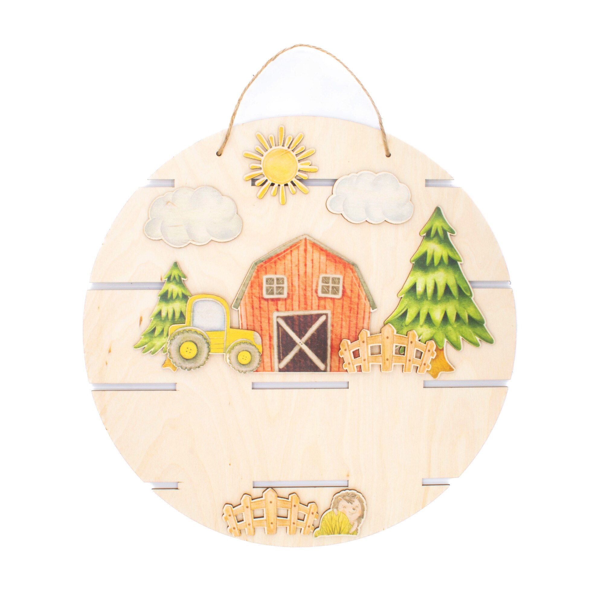 Decor pentru camera copil personalisabil, din lemn, cu motiv farm, 30 ...
