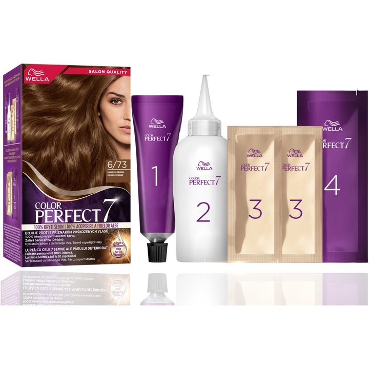 Vopsea de par permanenta Color Perfect Ciocolata cu Caramel 6/73, 135ml ...