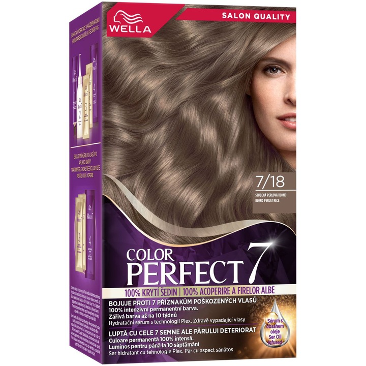 Vopsea de par permanenta Color Perfect 7/18 Blond Perlat Rece, 135ml ...
