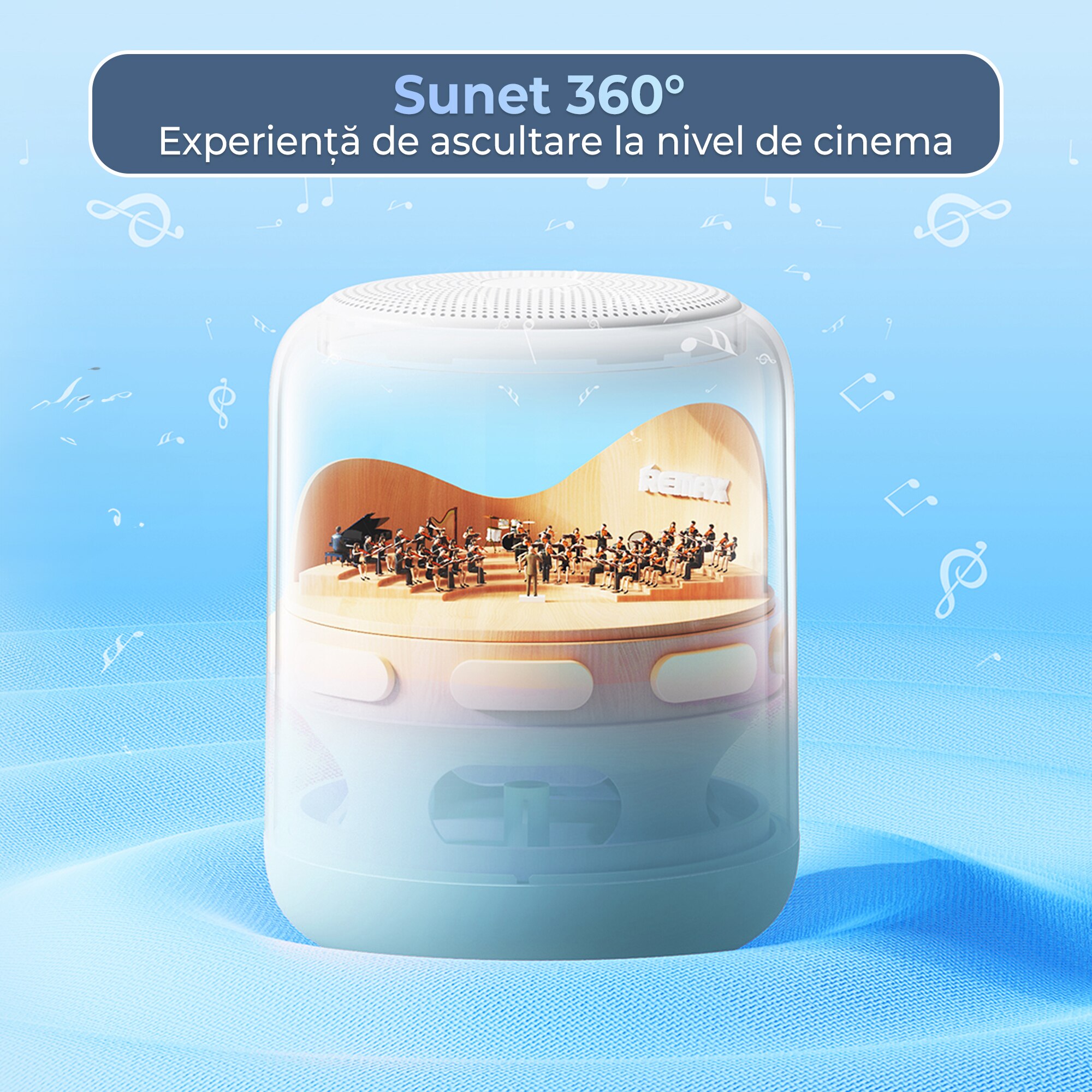 Boxa portabila cu lumini RGB, Bluetooth, Sunet surround 360, 1200mah ...