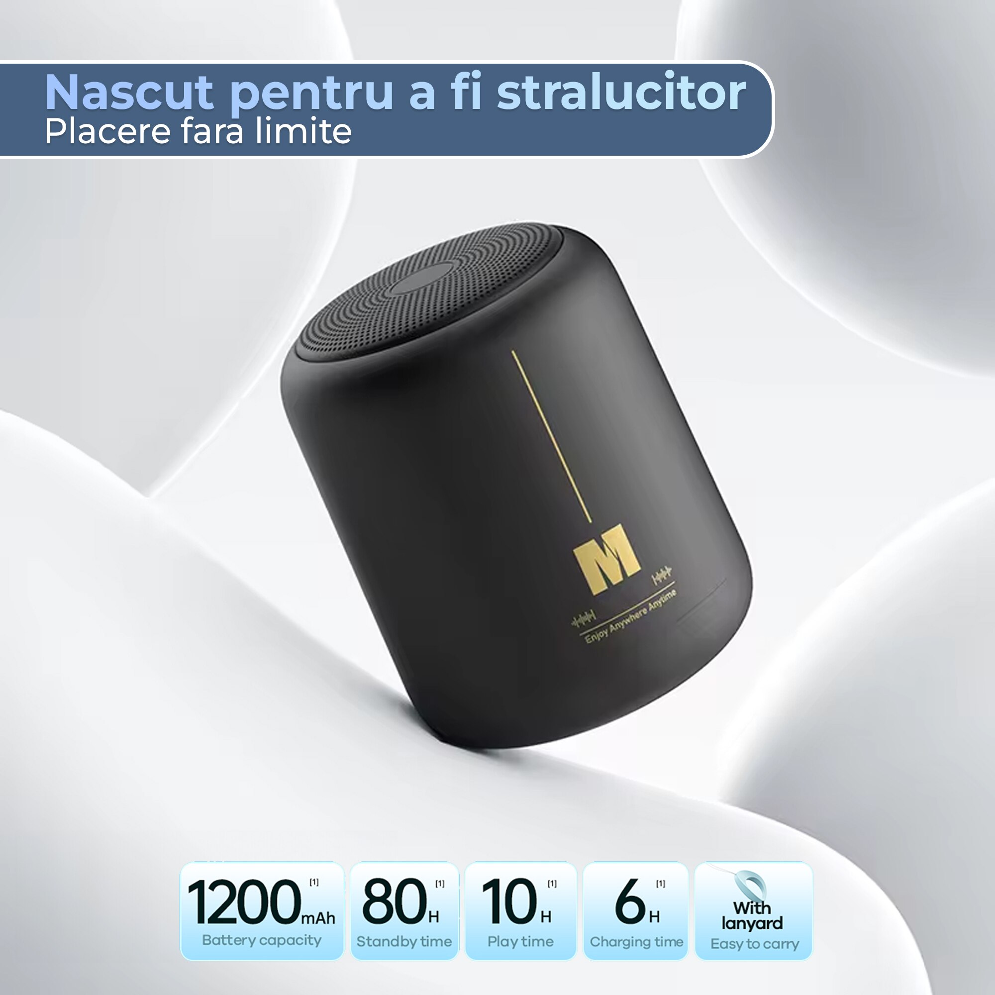 Boxa portabila cu lumini RGB, Bluetooth, Sunet surround 360, 1200mah ...