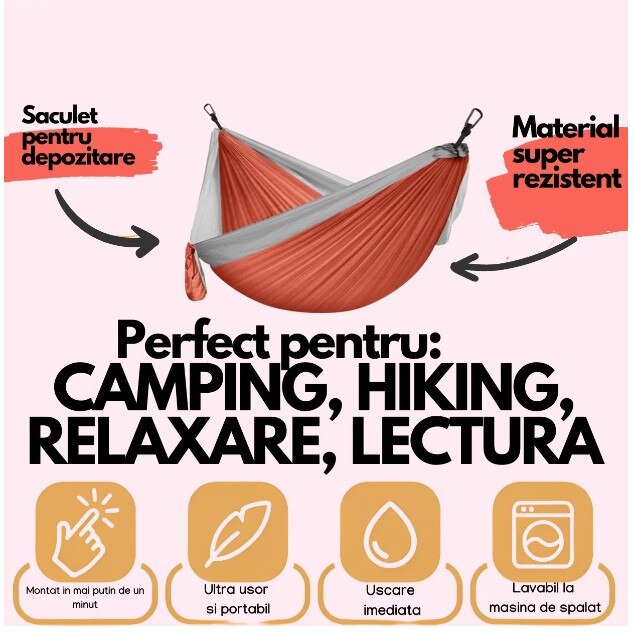 Hamac leagan coshop® din material tip parasuta, usor, portabil ...