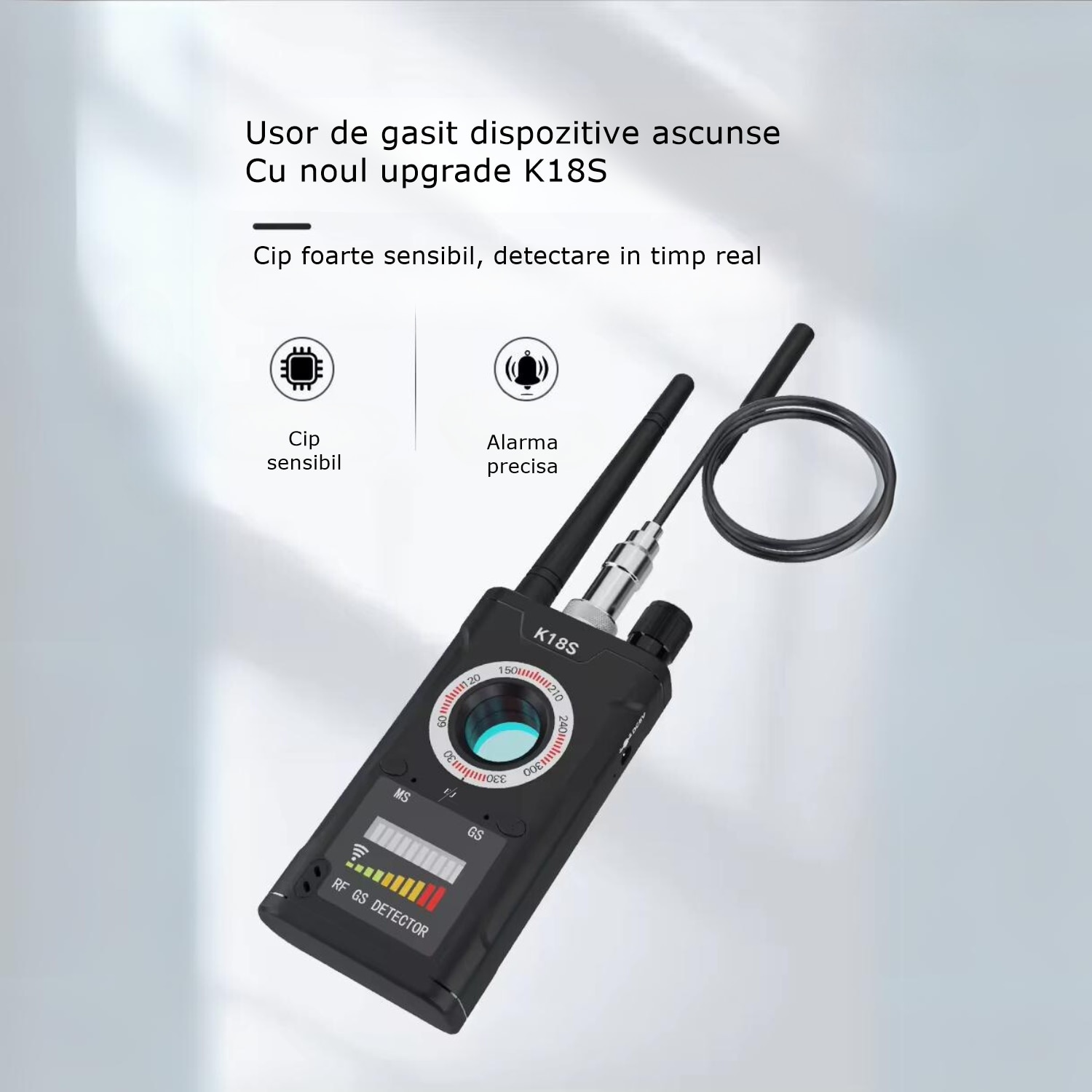 Detector anti-spionaj, EJ Products, K18S, detectie camere ascunse, microfoane, localizatoare GPS ...