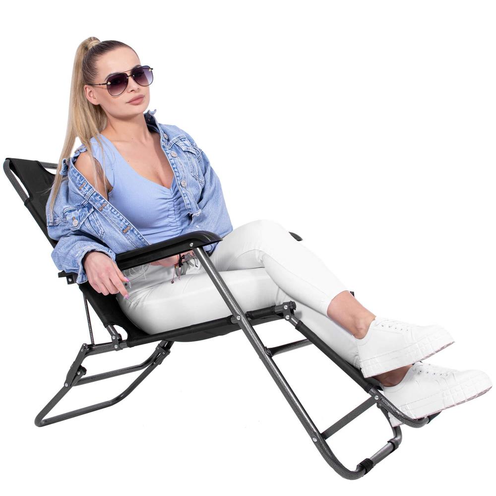 Sezlong pliabil Relax Zero Gravity, 80x60x153cm, negru - eMAG.ro