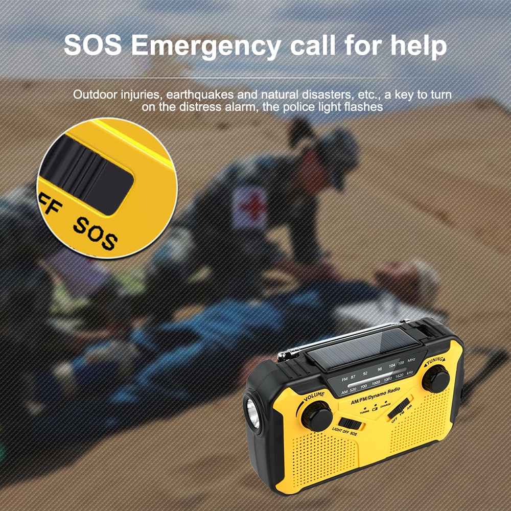 Radio de urgenta cu incarcare solara si manivela, JESWO®, 4 metode de ...
