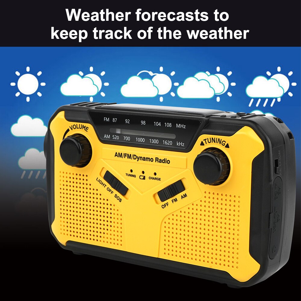 Radio de urgenta cu incarcare solara si manivela, JESWO®, 4 metode de ...