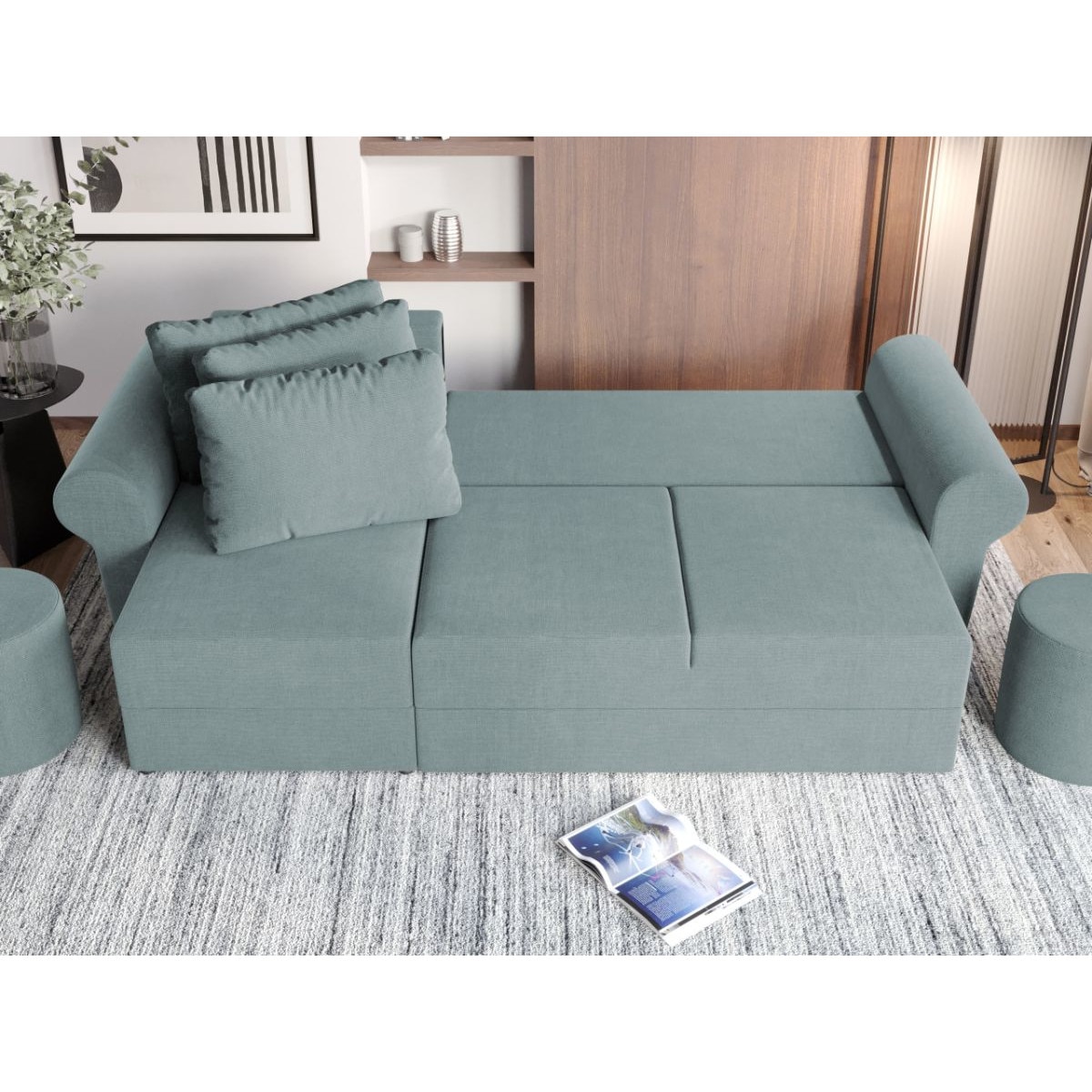 Coltar Bonito, extensibil, cu lada depozitare, stofa, 260 x 140 x 85 cm ...