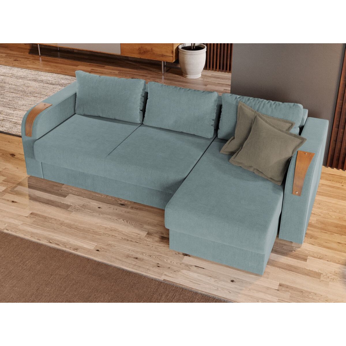 Coltar Morelia, extensibil, cu lada depozitare, stofa, 240 x 145 x 85 ...