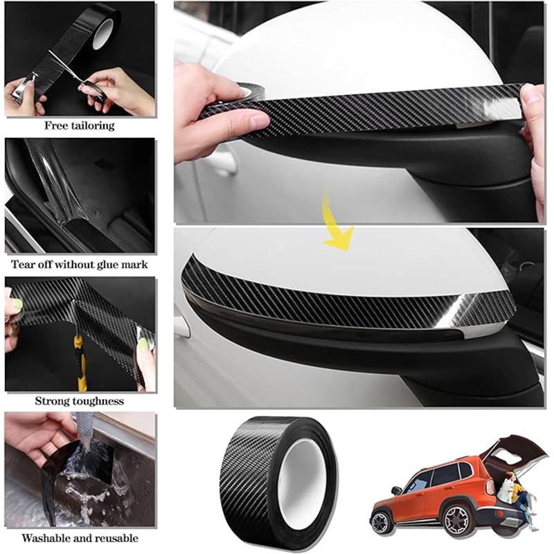 Banda Protectie Auto, Rqiurpn, din Carbon, Pentru Prag, Usa, Bara, Bord ...