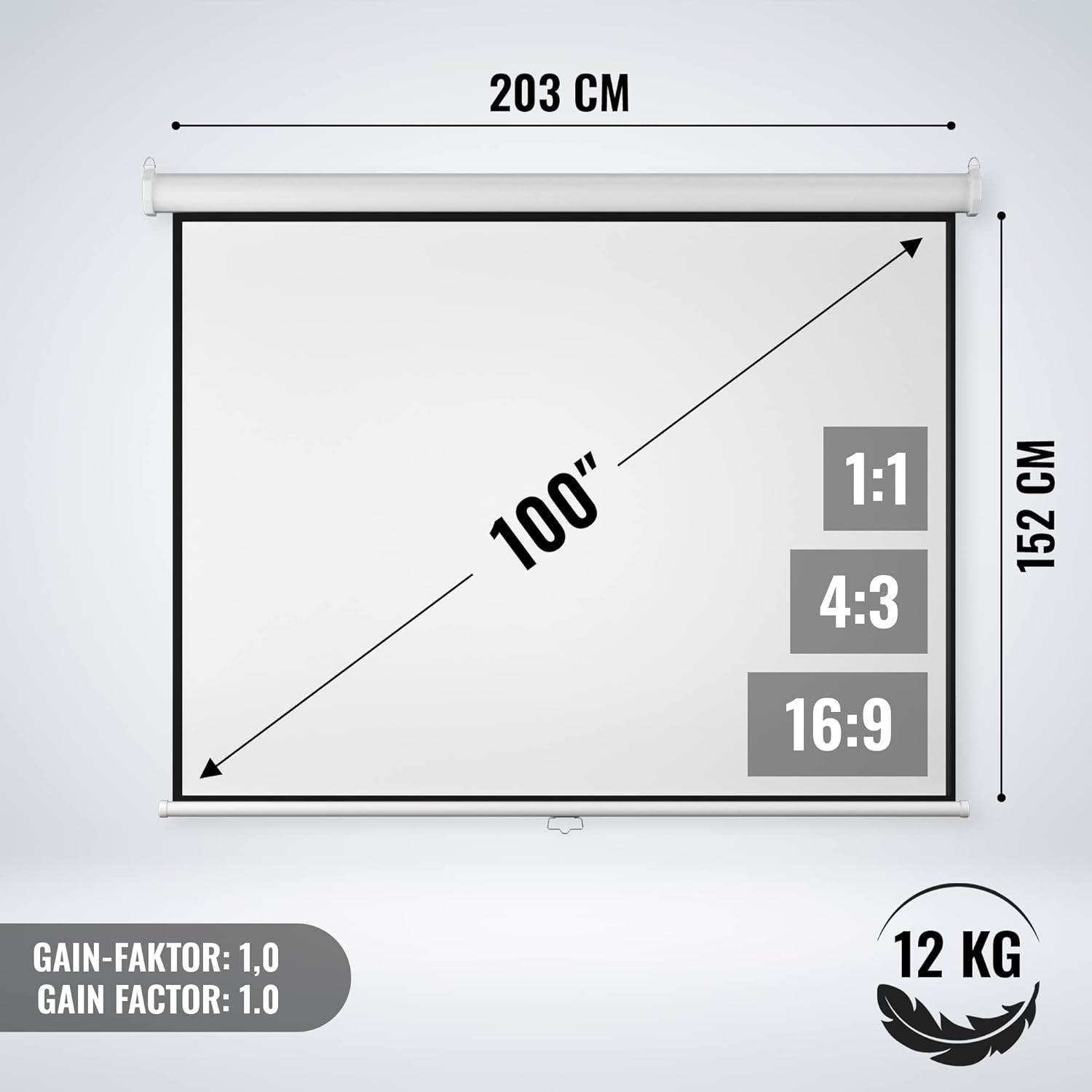 Ecran de proiectie, 203 x 152 cm, Jago - eMAG.ro