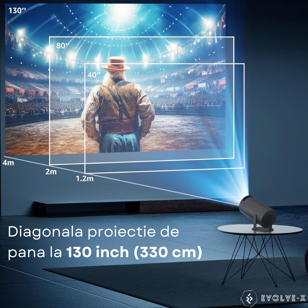 Videoproiector portabil Evolve-x®, 5000 lumeni, 120 ANSI, cu Android 11 ...