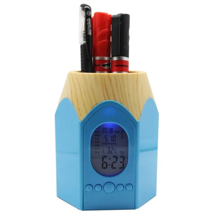 Suport pentru pixuri si creioane cu ceas desteptator multifunctional ...