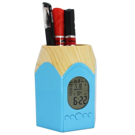 Suport pentru pixuri si creioane cu ceas desteptator multifunctional ...