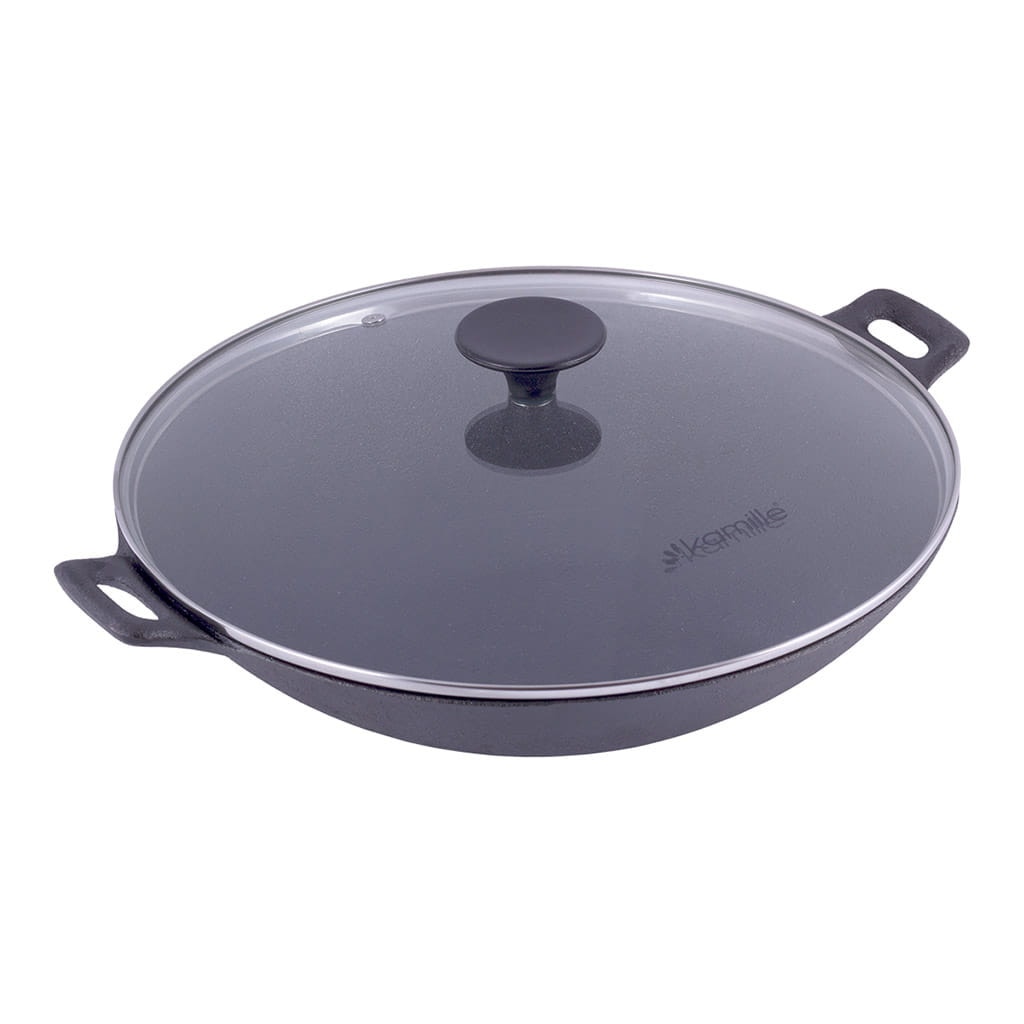 Wok din fonta cu capac, Kamille, KM 4814V, 30 cm, pentru inductie - eMAG.ro