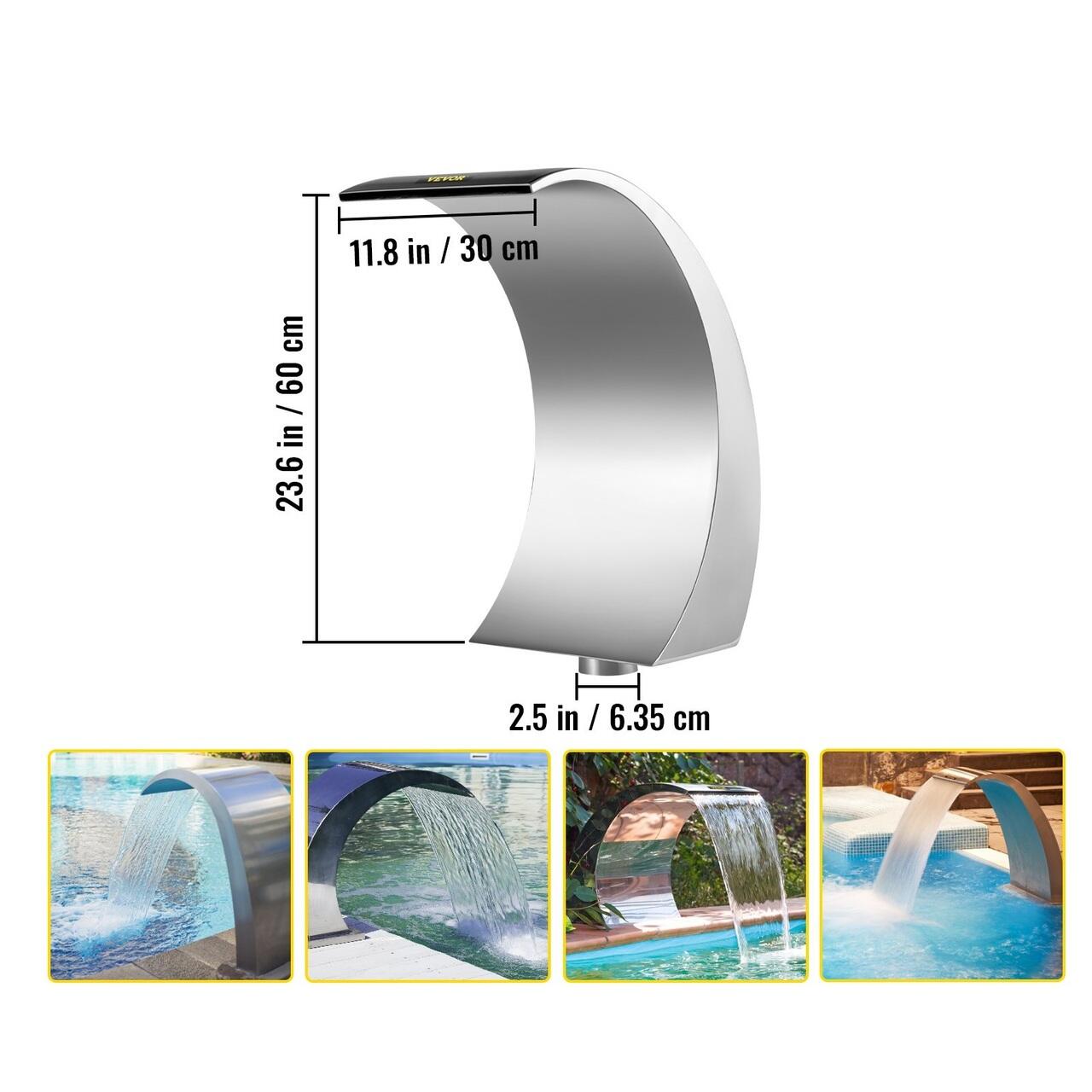 Cascada inox, Inaltime 60 cm, Latime 30 cm, Arc de cerc - eMAG.ro