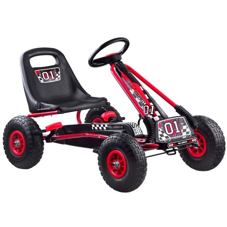 Kart cu pedala, Roti gonflabile, 100x60x64 cm, Rosu - eMAG.ro