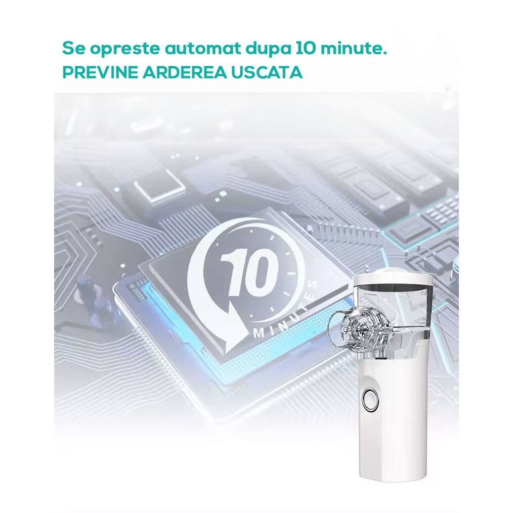 Aparat Aerosoli, Nebulizator portabil ultrasonic, Tehnologie Mesh, 0.4ml/min, Silentios, Culoare ...
