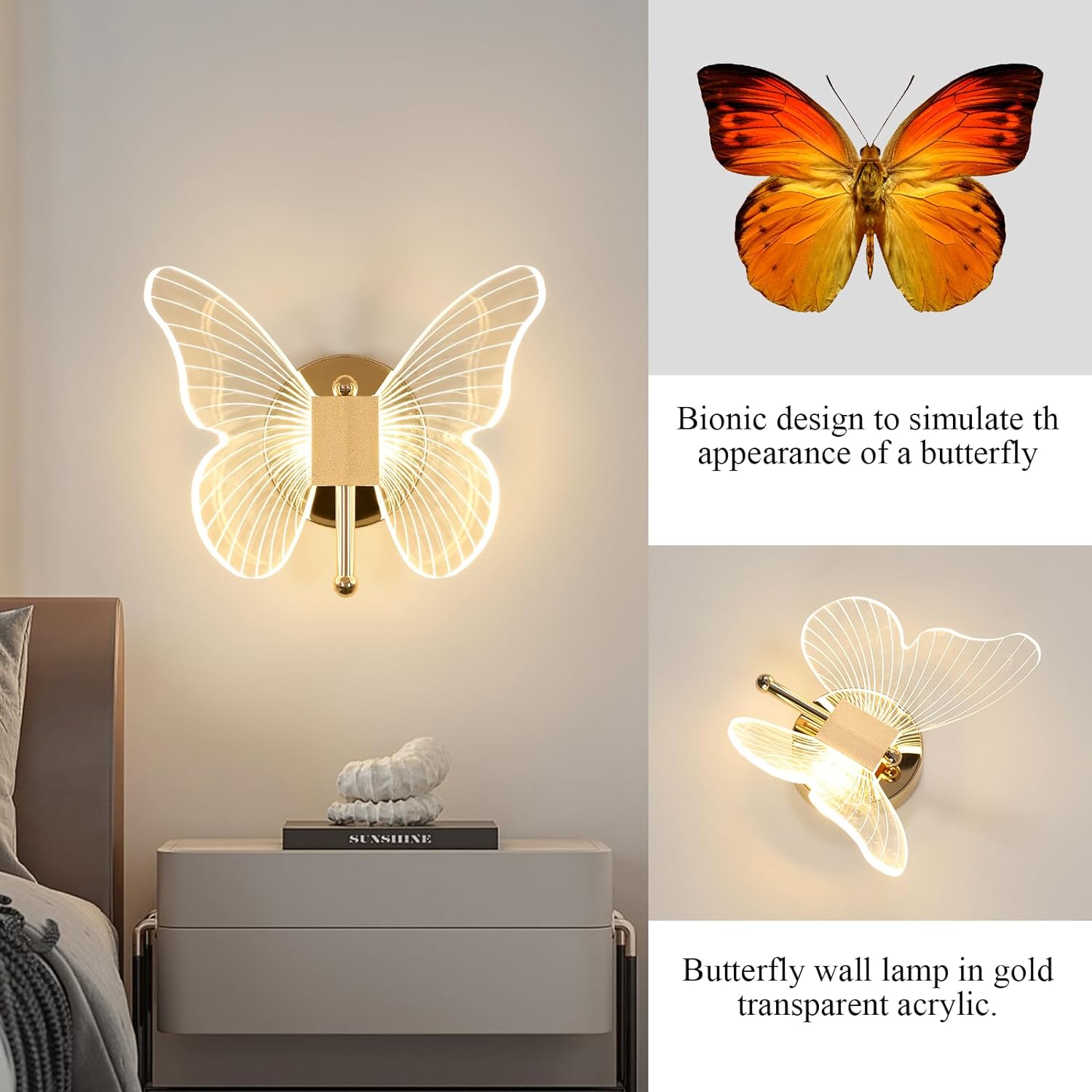 Aplica Led Fashion Moderna Fluture Design, Goeco, Acrilic/Metal, 3 ...