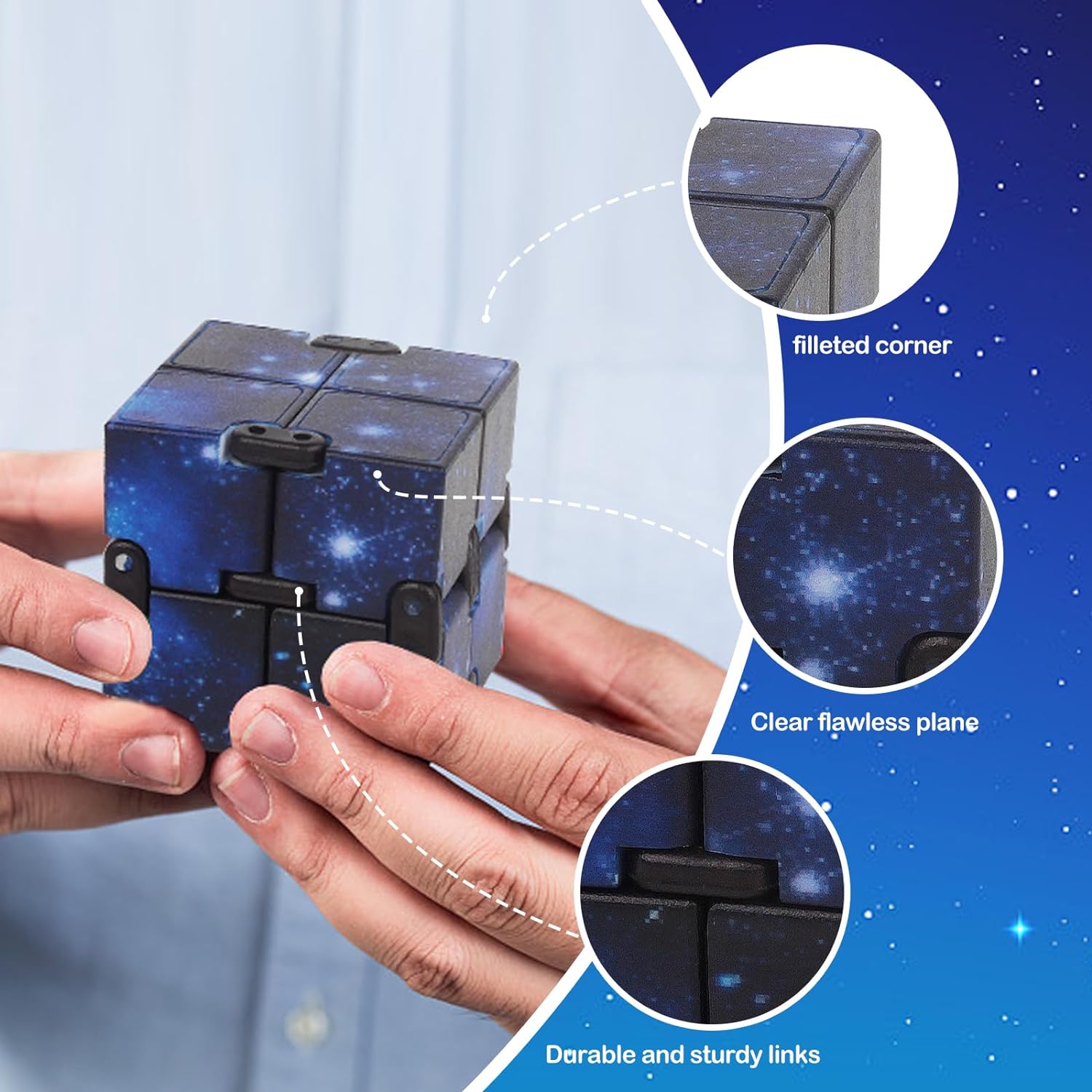 Jucarie antistres, Fidget, Magic Cube, JENUOS®, Albastru - eMAG.ro