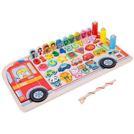 Placa logaritmica multifunctionala Montessori cu figurine, masinute ...