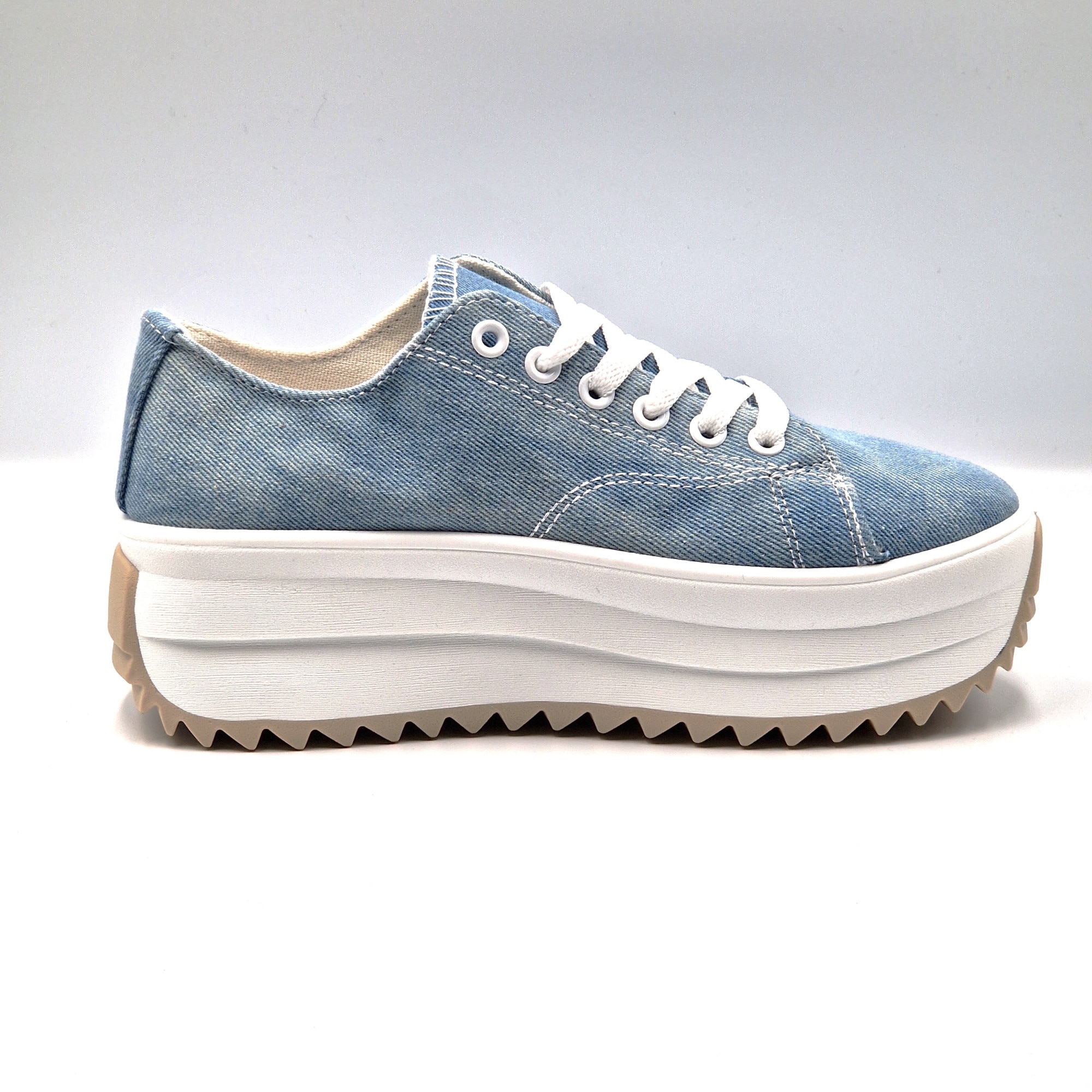 Tenisi flatform din material textil denim - eMAG.ro