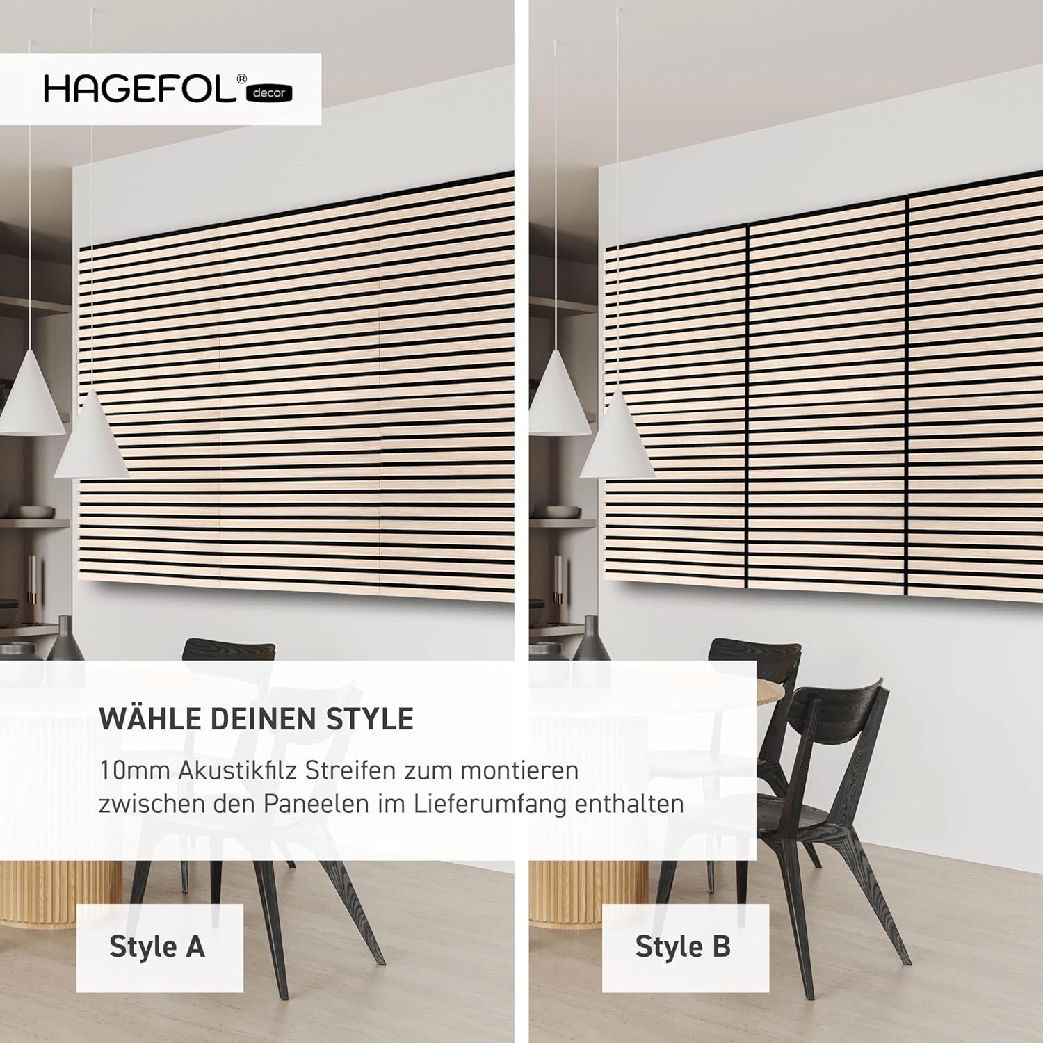 Set 4 Panouri riflaj acustic, HAGEFOL®, design 3D, placi decorative ...