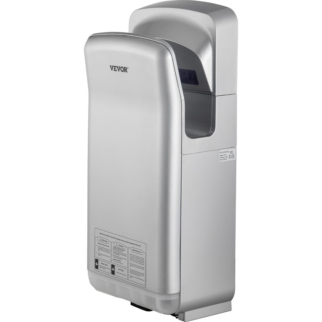 Uscator de maini vertical Vevor Profesional, Argintiu, 2000 W, 100 m/s ...