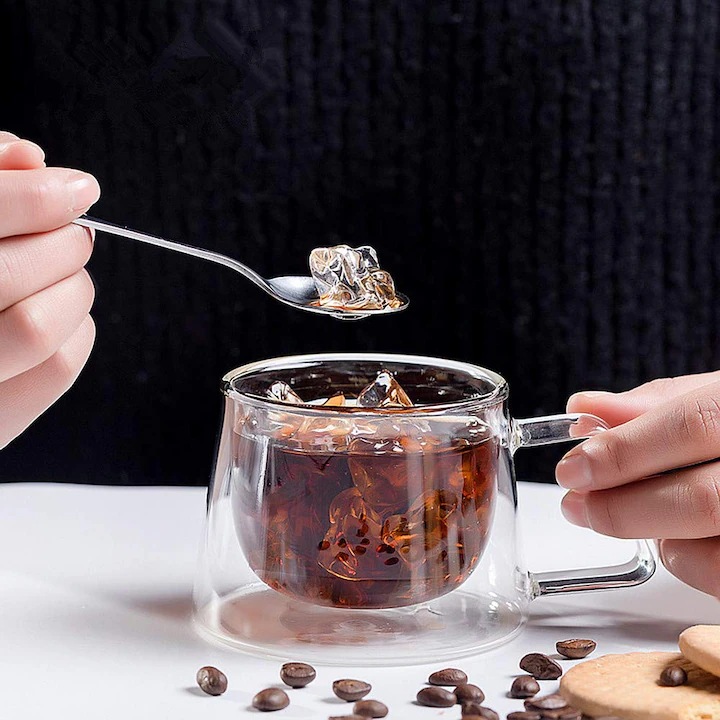 Ceasca Cafea din sticla termorezistenta, Aurov®, pereti dubli, 200 ml ...