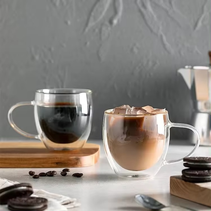 Set 4 cani pentru ceai si cafea din sticla termorezistenta, Aurov ...