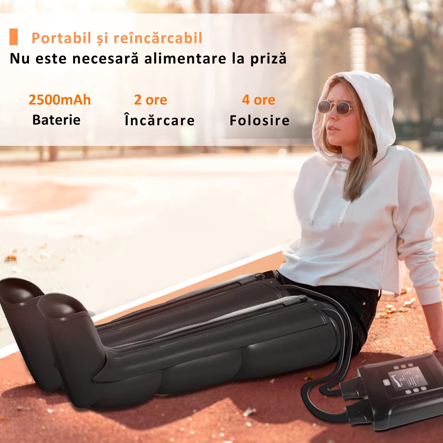 Aparat masaj picioare premium cu baterie, Zoffer, drenaj limfatic ...