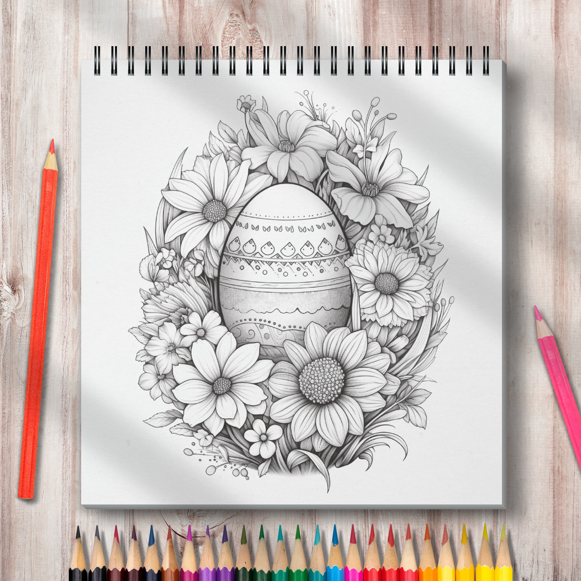 Carte de colorat pentru adulti, Magia Pastelui, 30 Ilustratii de Paste ...