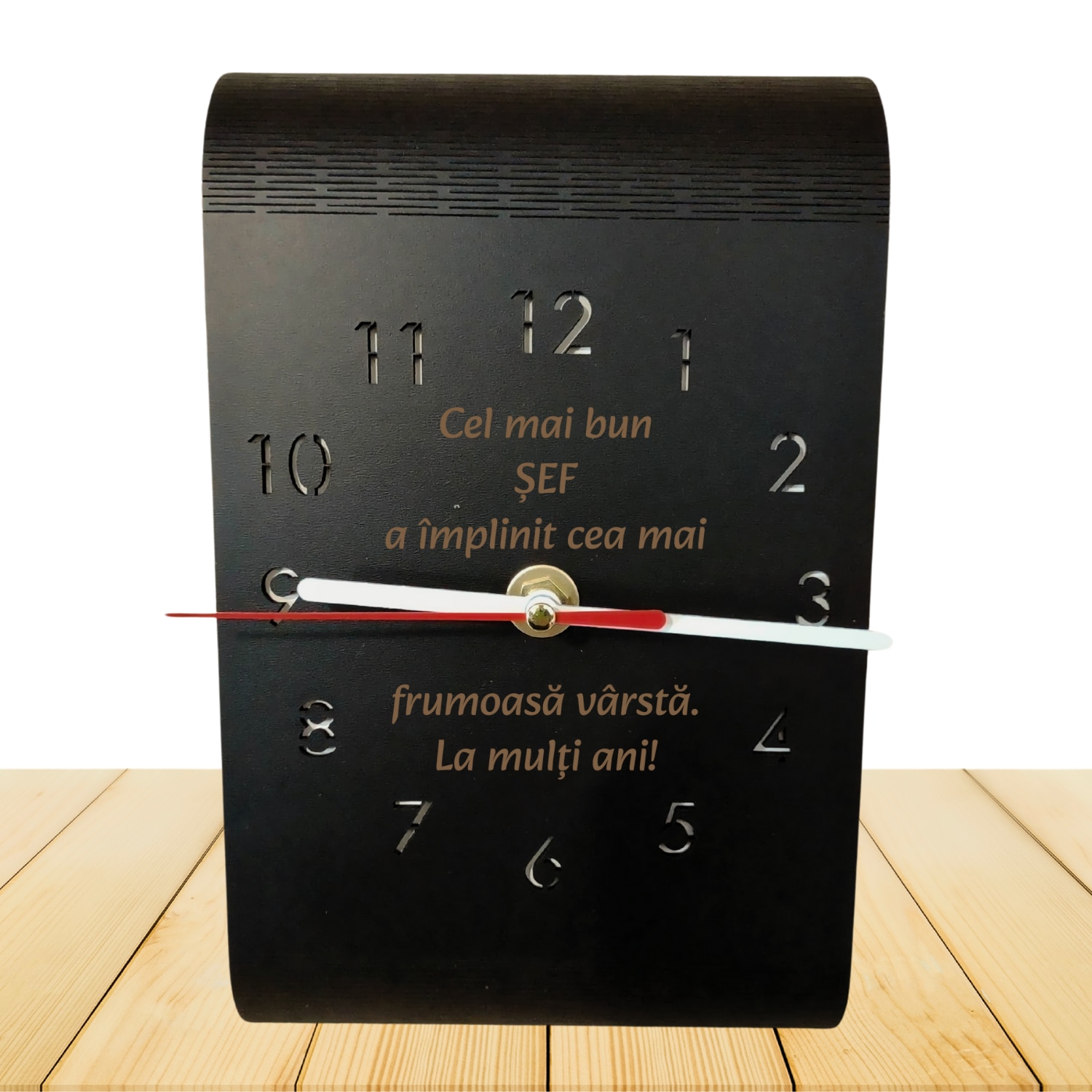 Ceas de birou din lemn personalizat -Cel mai bun Sef a implinit cea mai ...