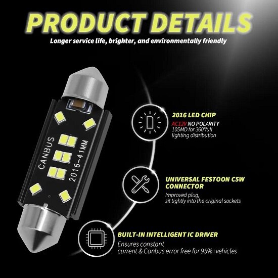 Set 2X Becuri Led Auto, Pentru Numar Inmatriculare, Portbagaj ...