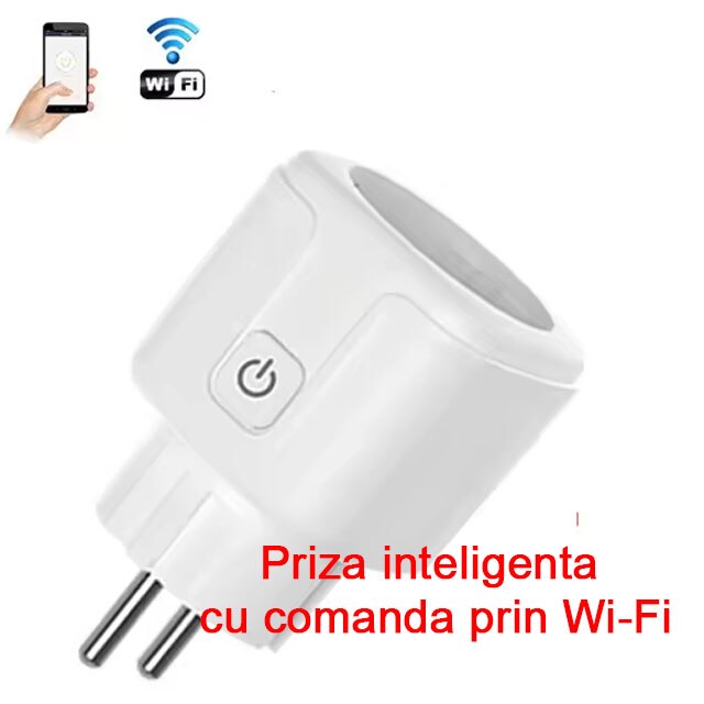 Priza inteligenta Wi-Fi - ETESTOC®, 16A, Monitorizare consum energie ...