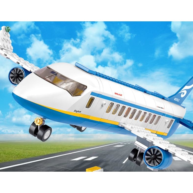 Set de constructie, Model Avion de pasageri, Wallalla, 4 figurine, 463 ...