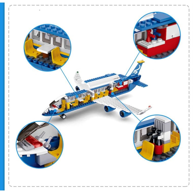 Set de constructie, Model Avion de pasageri, Wallalla, 4 figurine, 463 ...