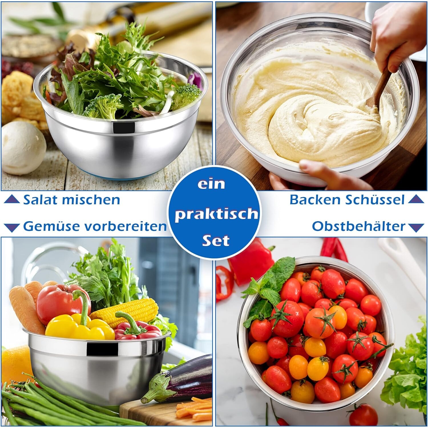 Set 6 boluri cu capace Mmgoqqt, fund din silicon antiaderent, inox, 0.8 ...