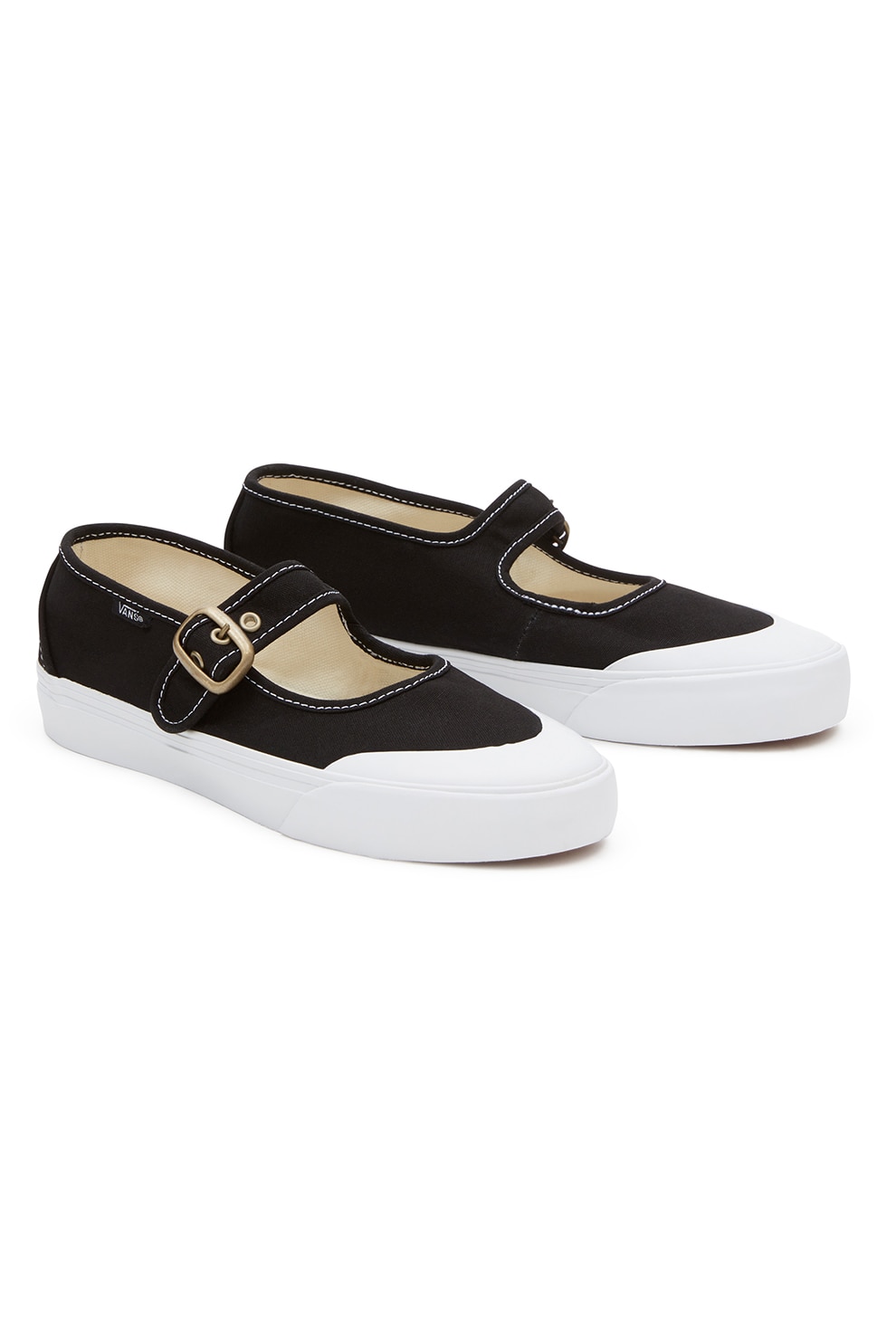 Vans, Pantofi Mary Jane de panza cu catarama, Alb, Negru, 7.5 - eMAG.ro