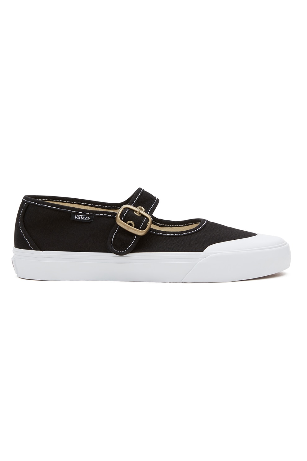 Vans, Pantofi Mary Jane de panza cu catarama, Alb, Negru, 7.5 - eMAG.ro