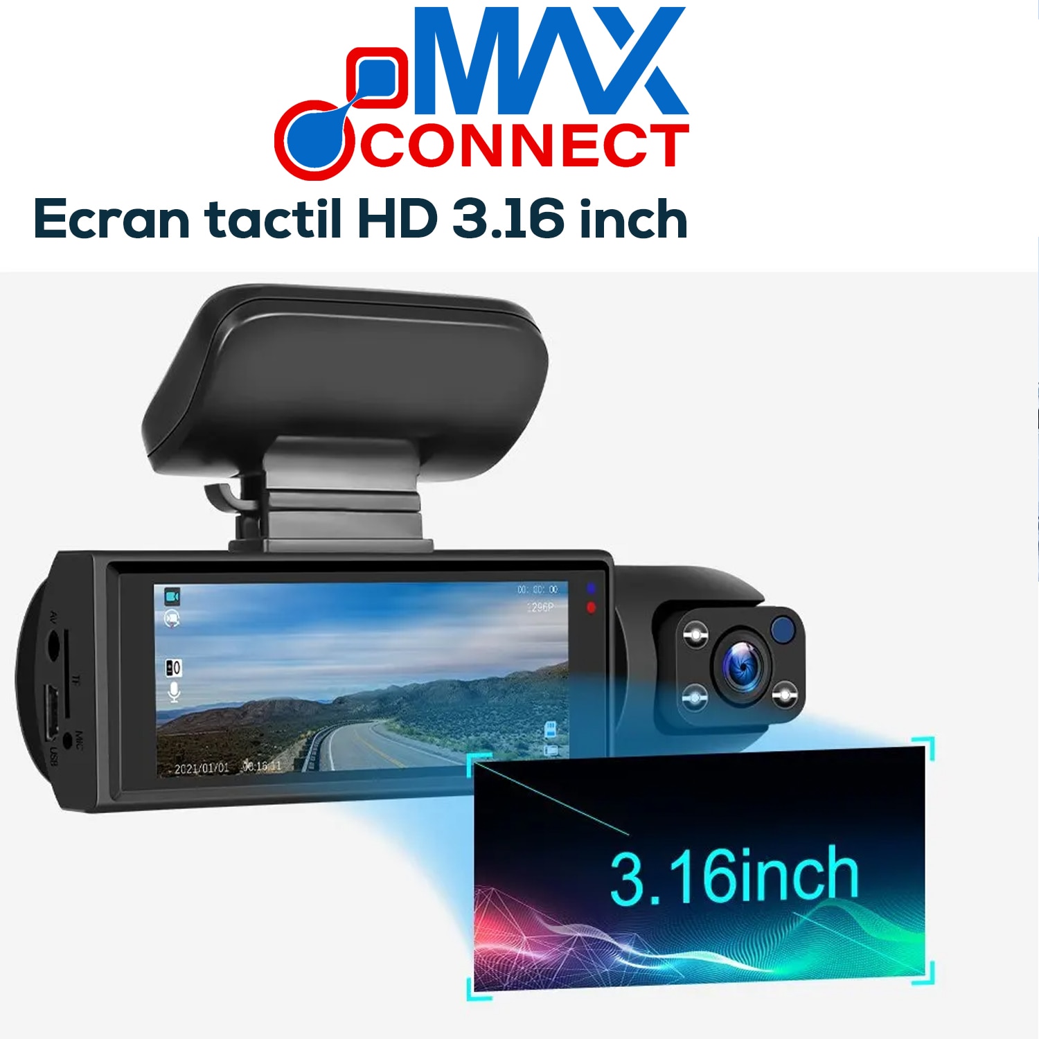Двоен DVR видеорегистратор, Full HD, 1080p резолюция, LCD екран с ...
