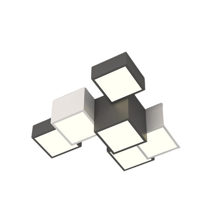 Lustra LED, 6 corpuri patrate, alb – negru, 72W, lumina rece, 52x52x26 ...