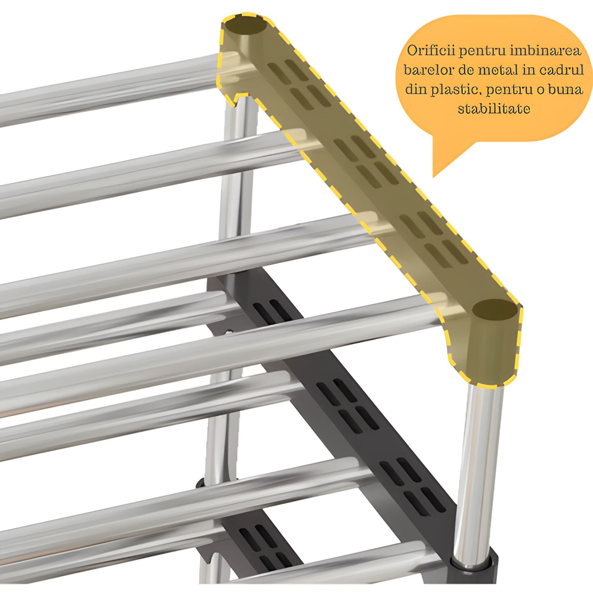 Pantofar din metal Fabra®, 4 polite, modular, suport incaltaminte ...