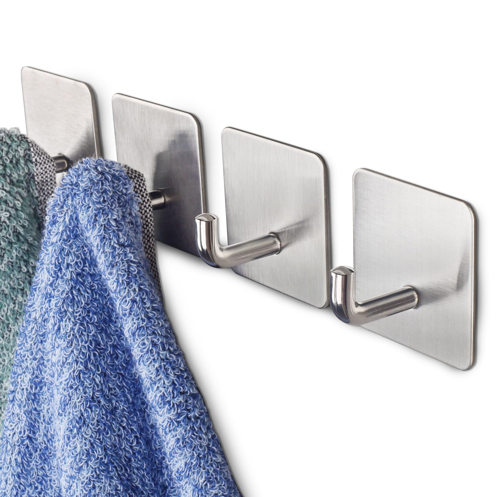 Set 4 carlige adezive, OVERTANG, Inox, Argintiu - eMAG.ro