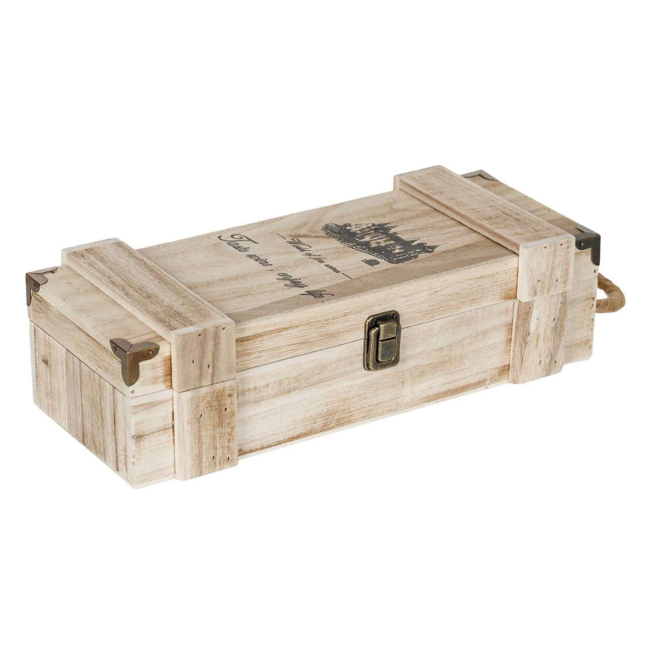 Lada din Lemn pentru Sticle de Vin cu Maner Sfoara 15x10x35cm - eMAG.ro
