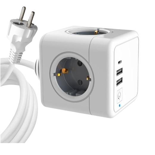 Priza cub cu cablu 1.4 m, capacitate 4 prize EU, 2xUSB, 1 Type-C, 220 ...