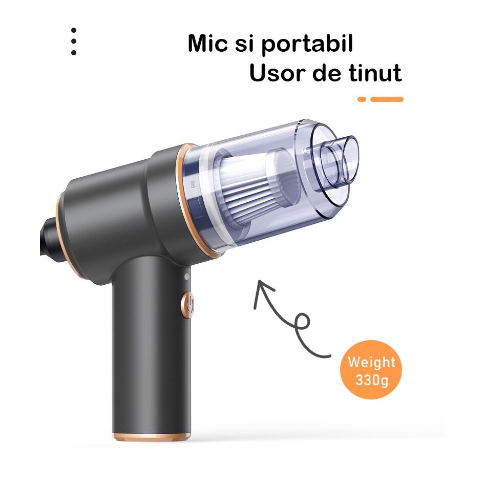 Aspirator Auto Portabil 120W Ideal pentru Masina si Casa, 6000 Pa ...