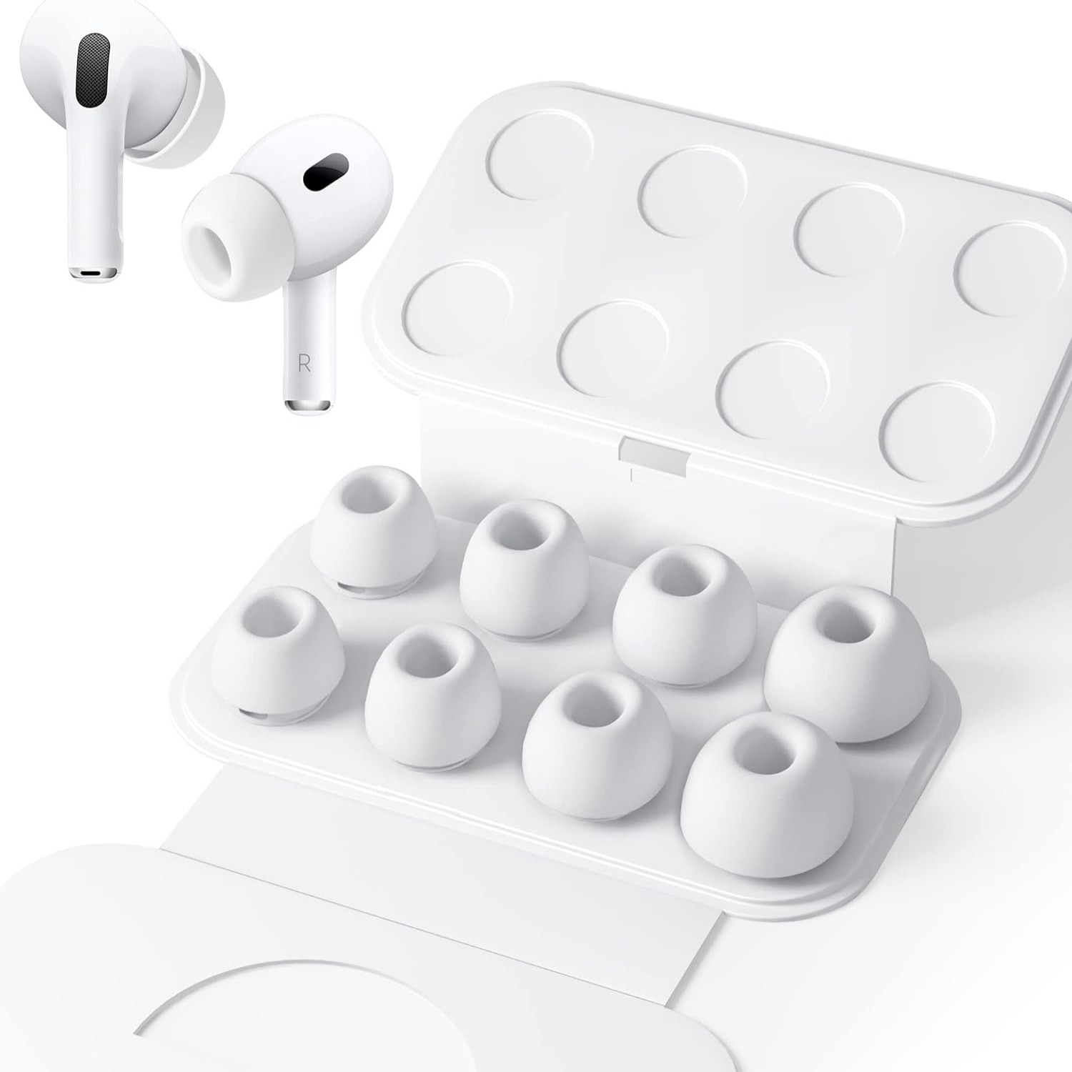 Set 4 perechi eartips, MunDeir, Silicon, Pentru Airpods Pro/Airpods Pro ...