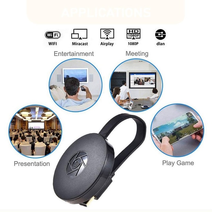 Chromecast G2 vezeték nélküli tévéadapter, SIHOiSi, HD kijelző, fekete ...
