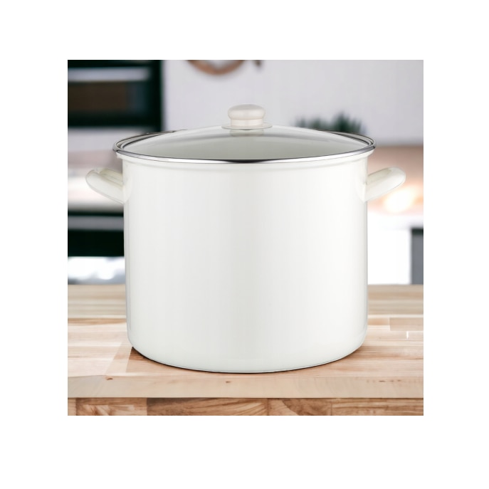 Oala cu capac, din inox emailat, alba, 14l, 28cm, Florina - eMAG.ro