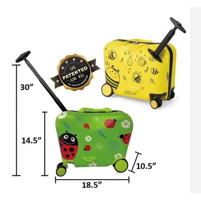 Troler valiza Ride-on Bouncie 18", din ABS, pentru copii, maner ...